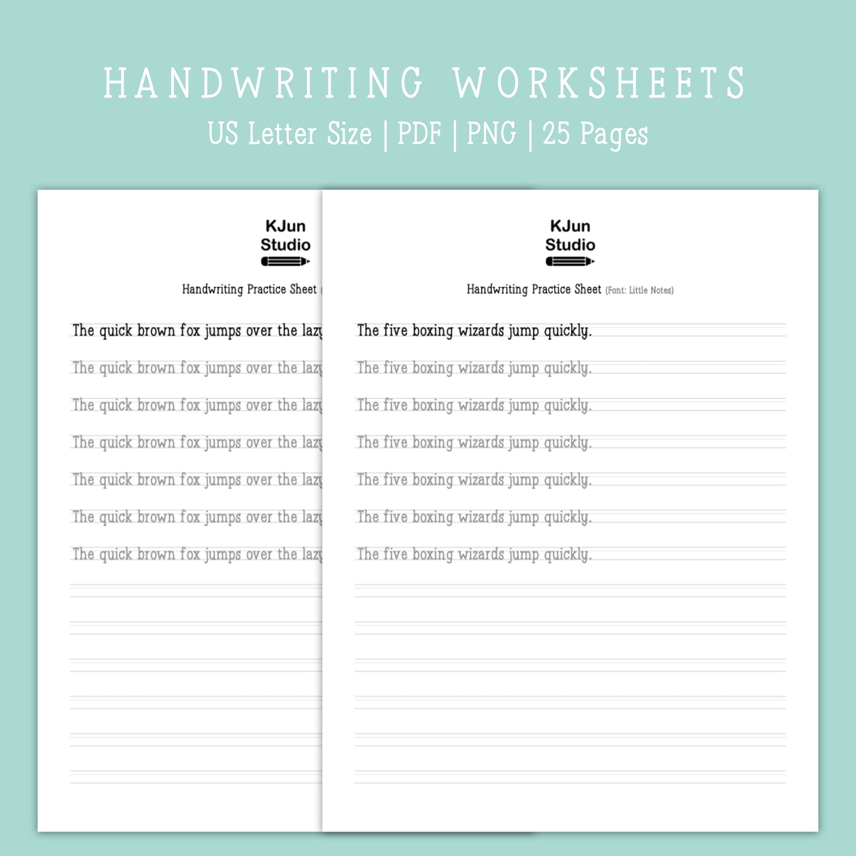 Handwriting Practice Sheets - Little Notes Font – kjunstudio