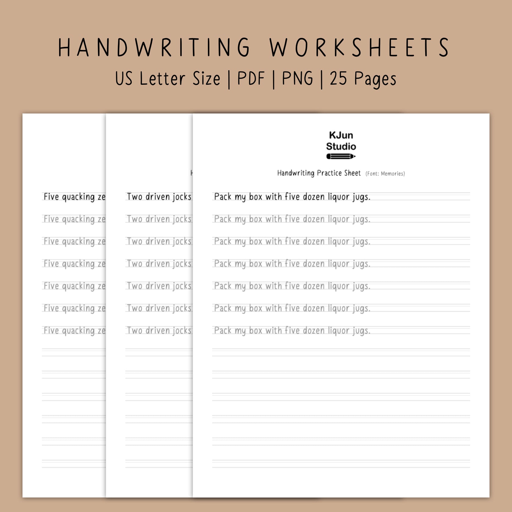 Handwriting Practice Sheets - Memories Font – kjunstudio