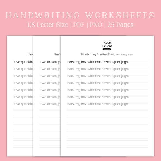 Handwriting Practice Sheets - Happy Notes Font – kjunstudio