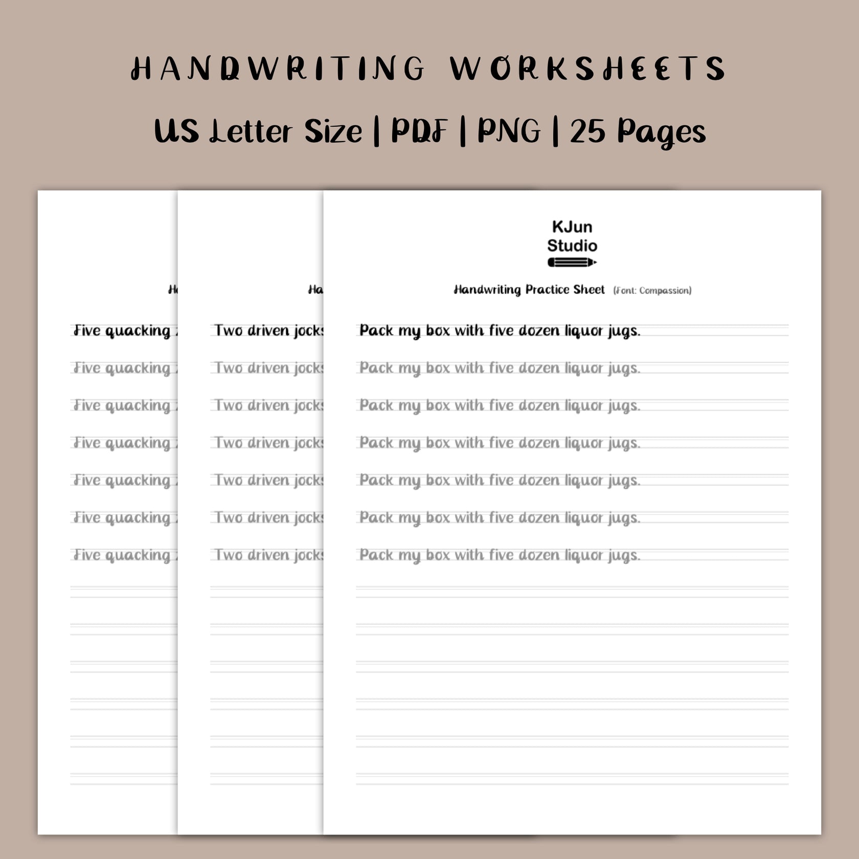Handwriting Practice Sheets - Compassion Font – kjunstudio