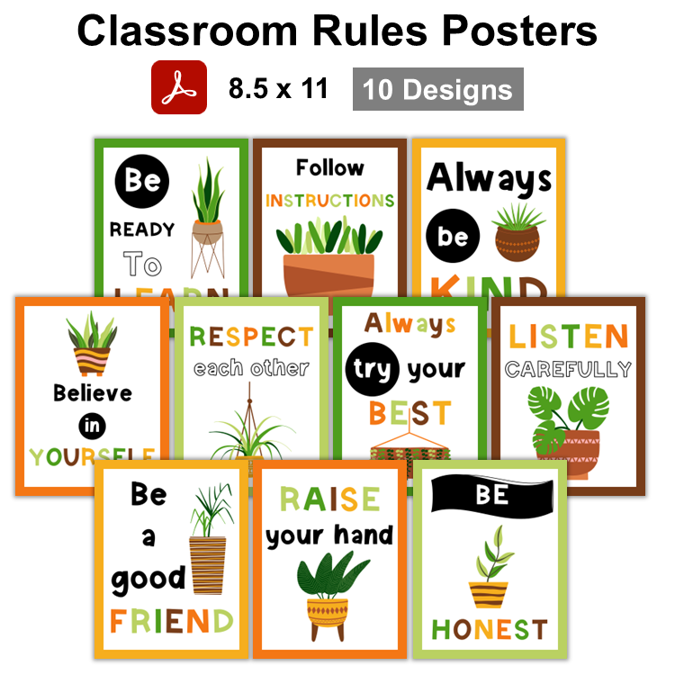 Classroom Rules Posters - Indoor Plants – kjunstudio