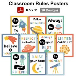 Classroom Rules Posters - Space – kjunstudio