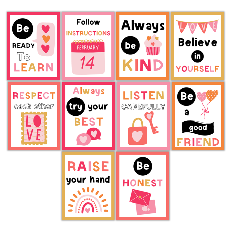 Classroom Rules Posters - Pink Valentine – kjunstudio