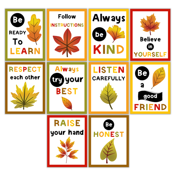 Classroom Rules Posters - Autumn Leaves – kjunstudio