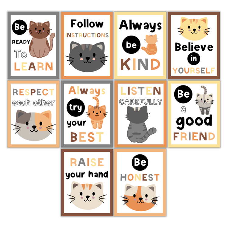 Classroom Rules Posters - Little Cat – kjunstudio
