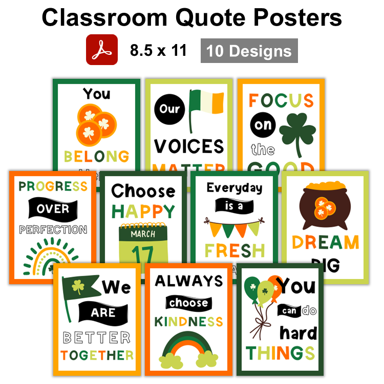 Classroom Quote Posters - St. Patrick's Day – kjunstudio