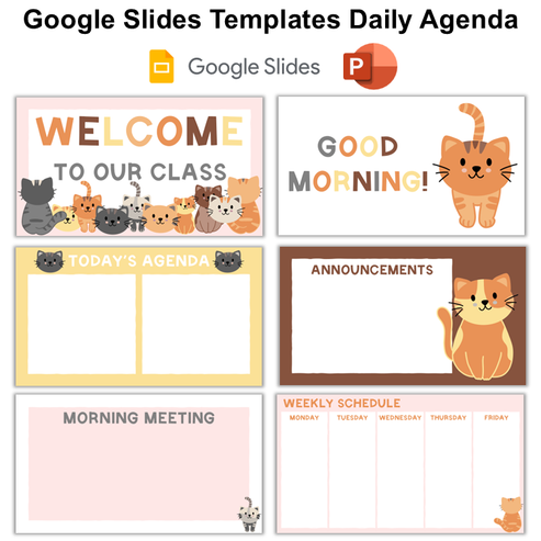 Google Slides Templates Daily Agenda - Little Cat | Editable – kjunstudio