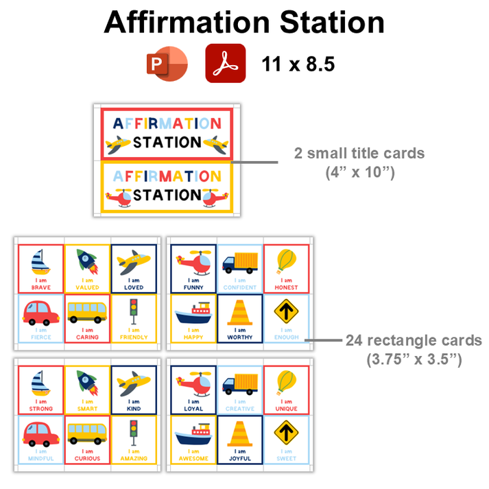 Affirmation Station - Cute Transportation | Editable – kjunstudio