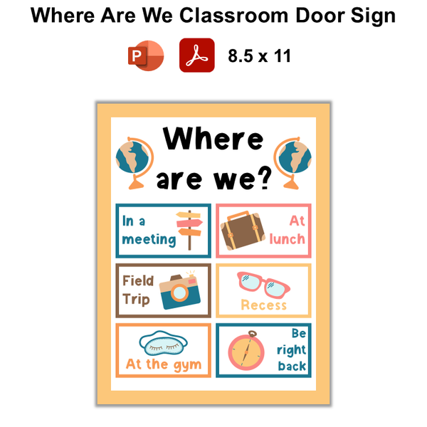 Where Are We Classroom Door Sign - Travel the World | Editable – kjunstudio