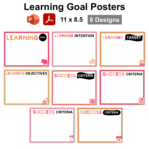 Learning Goal Posters - Pink Valentine | Editable – kjunstudio