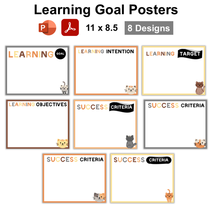 Learning Goal Posters - Little Cat | Editable – kjunstudio
