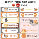 Teacher Trolley Cart Labels - Little Cat | Editable – kjunstudio