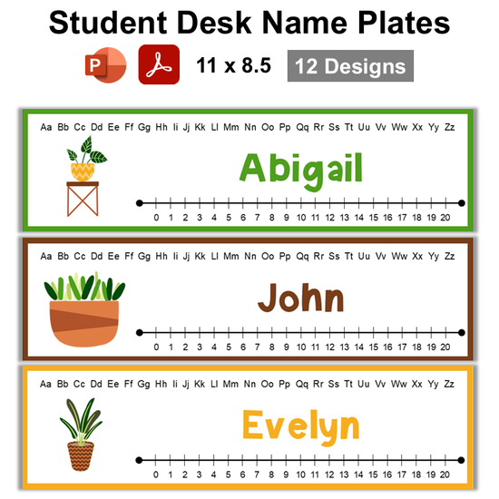 Student Desk Name Plates - Indoor Plants | Editable – kjunstudio