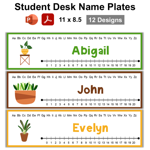 Student Desk Name Plates - Indoor Plants | Editable – kjunstudio