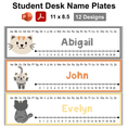 Student Desk Name Plates - Little Cat | Editable – kjunstudio
