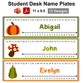 Student Desk Name Plates - Hello Fall | Editable – kjunstudio