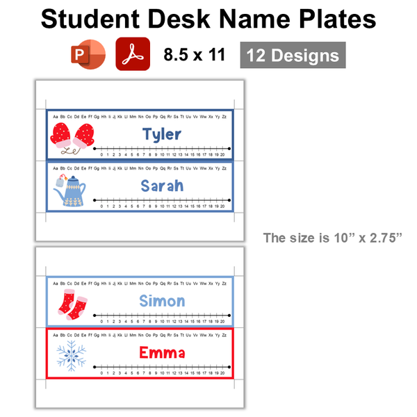 Student Desk Name Plates - Blue Winter | Editable – kjunstudio