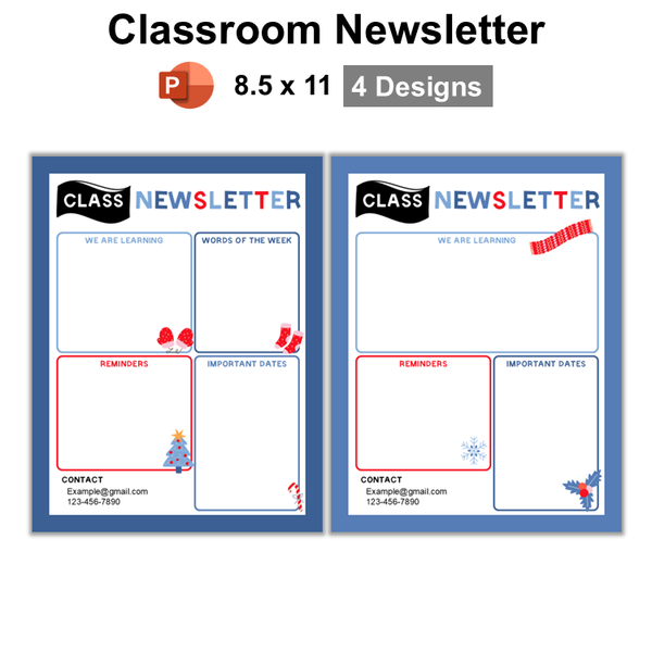 Classroom Newsletter - Blue Winter | Editable – kjunstudio