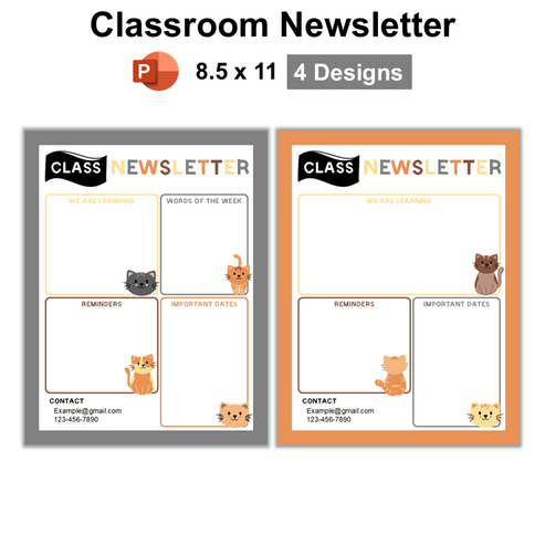 Classroom Newsletter - Little Cat | Editable – kjunstudio