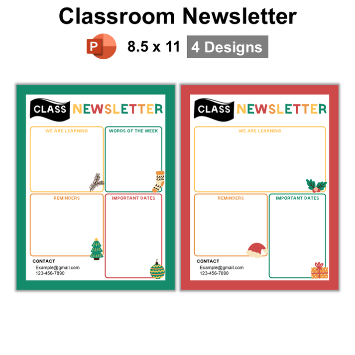 Classroom Newsletter - Cute Christmas | Editable – kjunstudio