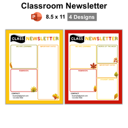 Classroom Newsletter - Autumn Leaves | Editable – kjunstudio
