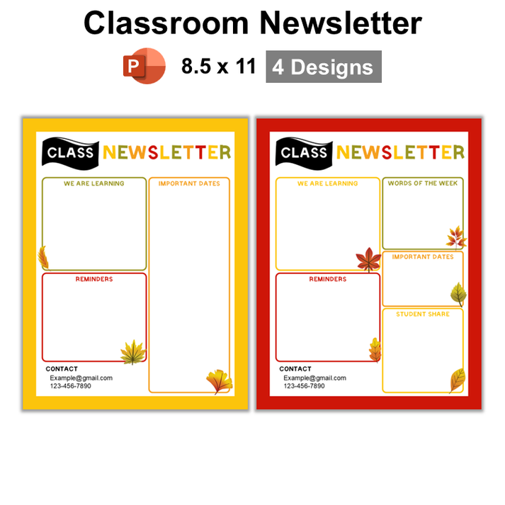 Classroom Newsletter - Autumn Leaves | Editable – kjunstudio