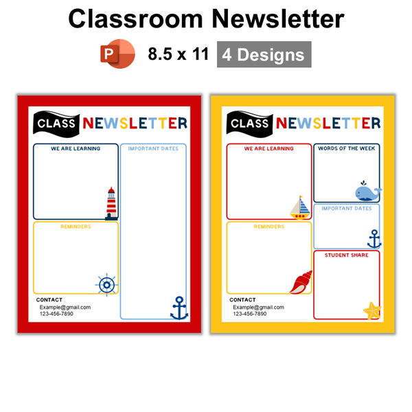 Classroom Newsletter - Nautical | Editable – kjunstudio