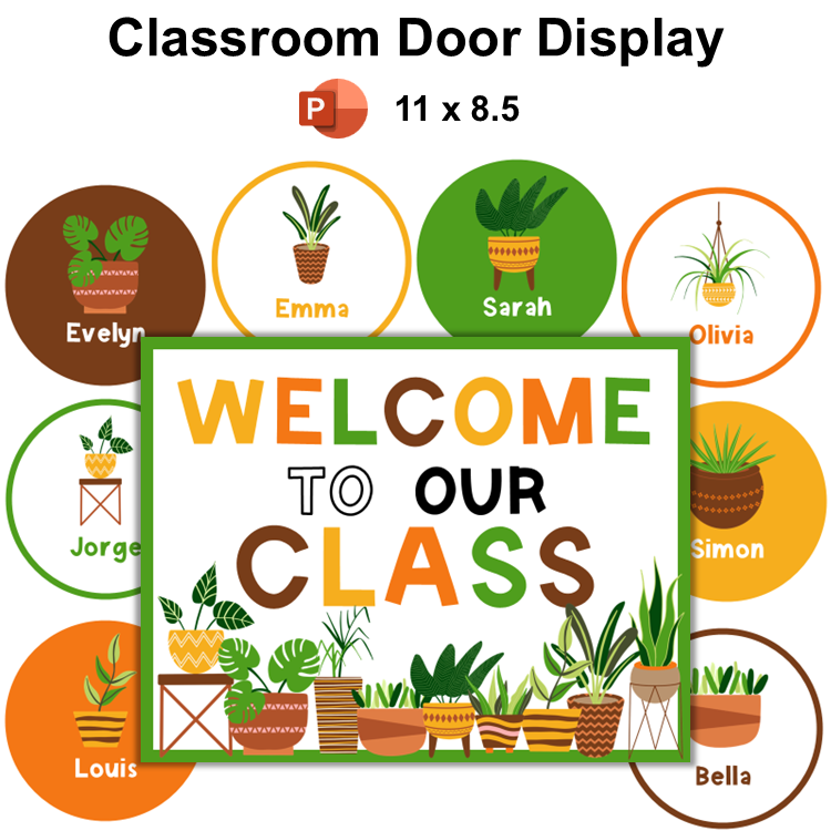 Classroom Door Display - Indoor Plants | Editable – kjunstudio