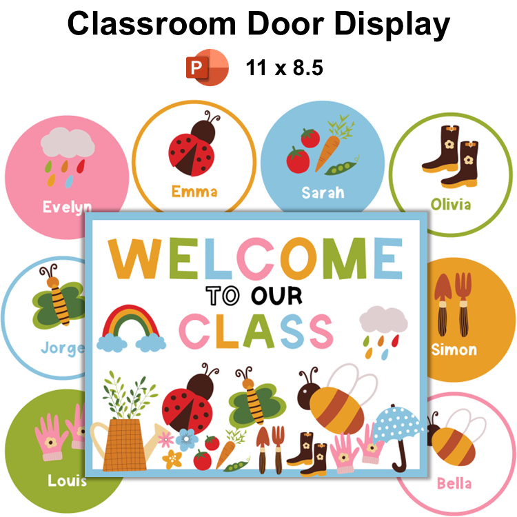 Classroom Door Display - Colorful Spring | Editable – kjunstudio