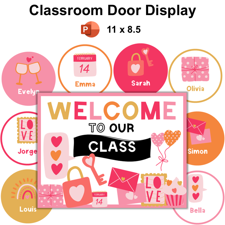 Classroom Door Display - Pink Valentine | Editable – kjunstudio