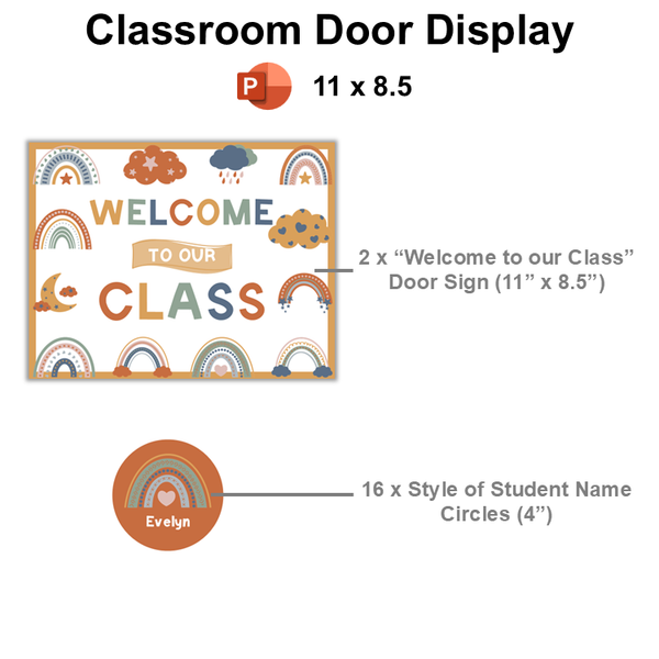 Classroom Door Display - Neutral Rainbow | Editable – kjunstudio
