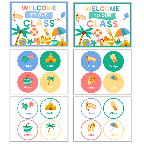 Classroom Door Display - Summer Beach | Editable – kjunstudio