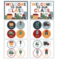 Classroom Door Display - Little Town | Editable – kjunstudio