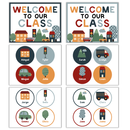 Classroom Door Display - Little Town | Editable – kjunstudio