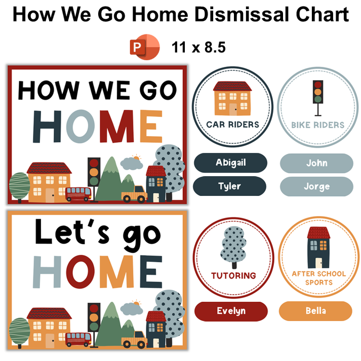How We Go Home Dismissal Chart - Little Town | Editable – kjunstudio