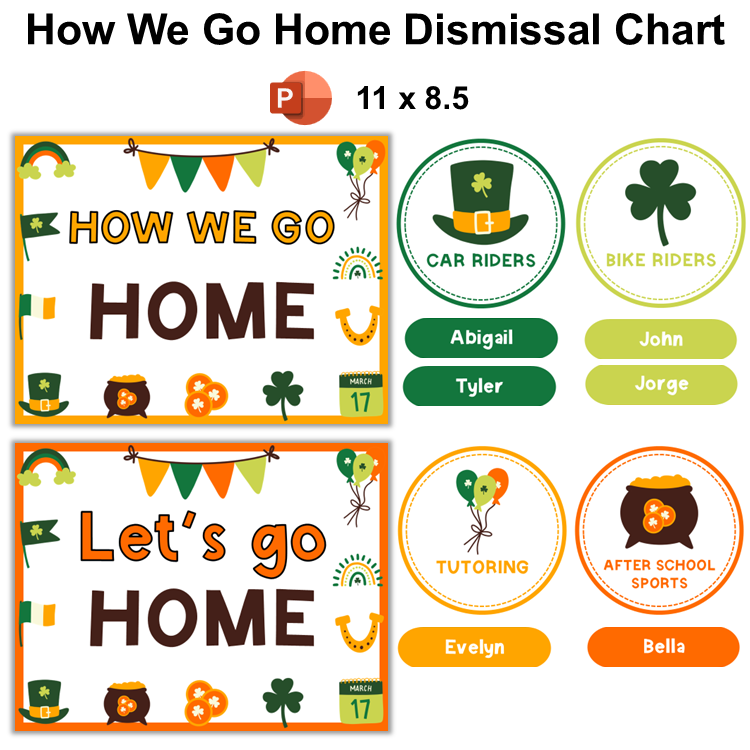 How We Go Home Dismissal Chart - St. Patrick's Day | Editable – kjunstudio