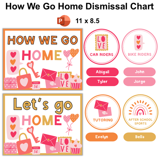 How We Go Home Dismissal Chart - Pink Valentine | Editable – kjunstudio