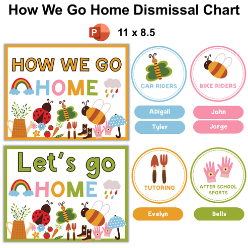 How We Go Home Dismissal Chart - Colorful Spring | Editable – kjunstudio