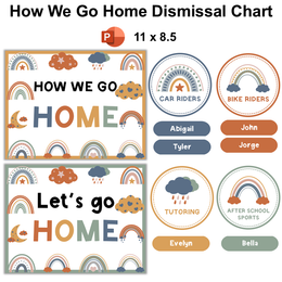 How We Go Home Dismissal Chart - Neutral Rainbow | Editable – kjunstudio