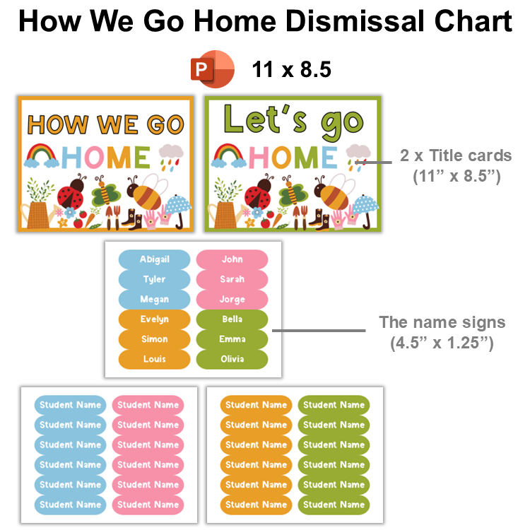 How We Go Home Dismissal Chart - Colorful Spring | Editable – kjunstudio