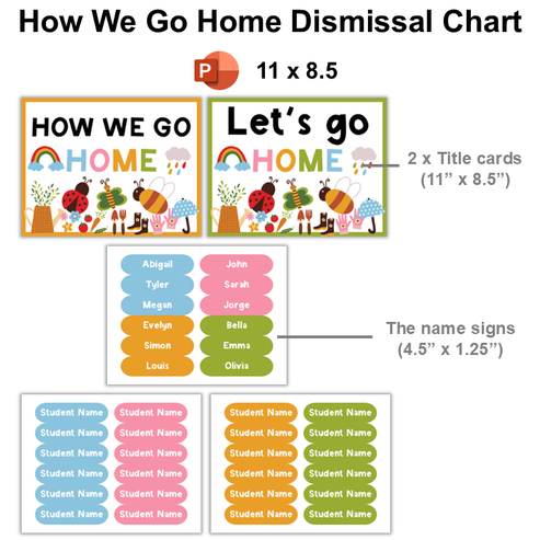 How We Go Home Dismissal Chart - Colorful Spring | Editable – kjunstudio