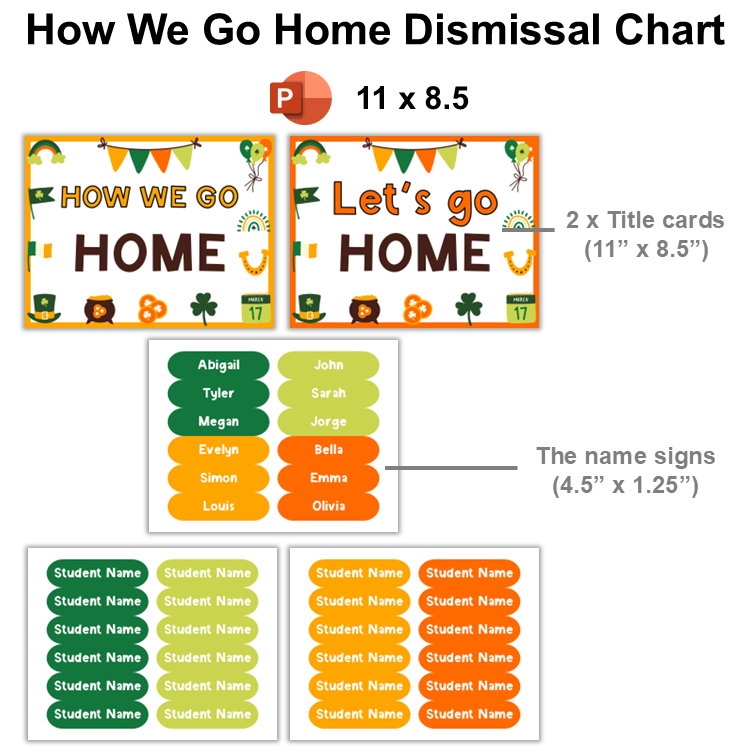 How We Go Home Dismissal Chart - St. Patrick's Day | Editable – kjunstudio