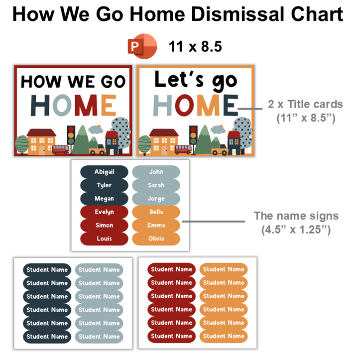 How We Go Home Dismissal Chart - Little Town | Editable – kjunstudio