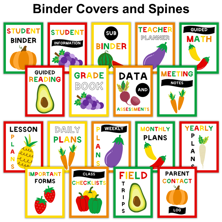 Binder Covers and Spines - Healthy Eating | Editable – kjunstudio