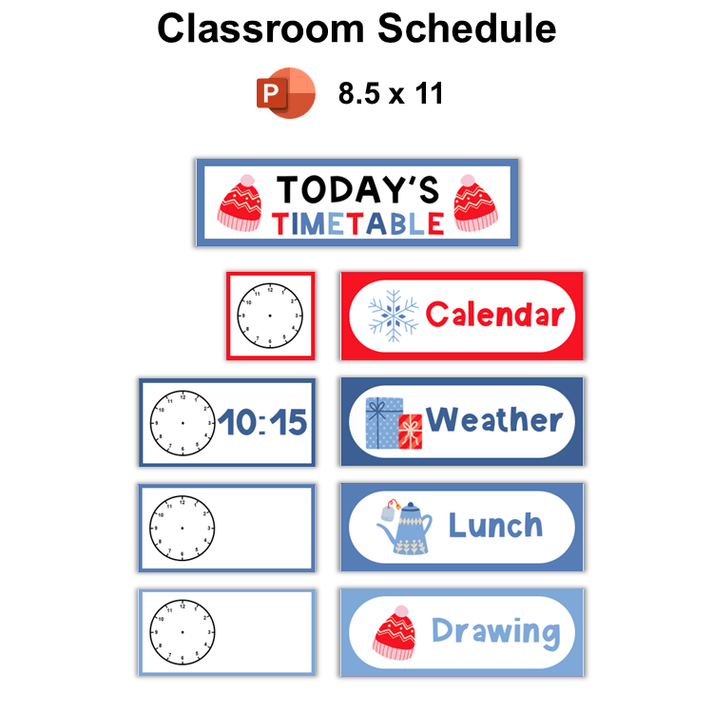 Classroom Schedule - Blue Winter | Editable – kjunstudio