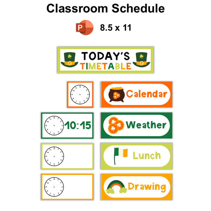 Classroom Schedule - St. Patrick's Day | Editable – kjunstudio