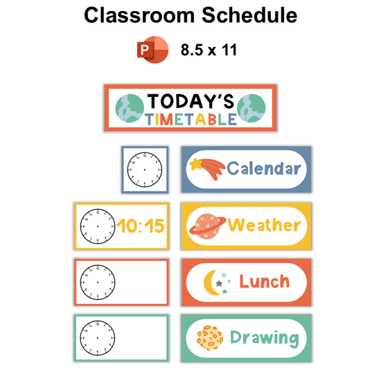 Classroom Schedule - Space | Editable – kjunstudio