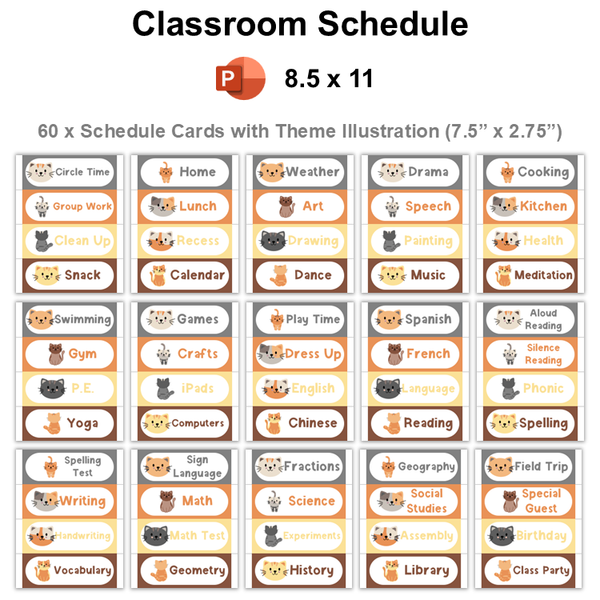 Classroom Schedule - Little Cat | Editable – kjunstudio