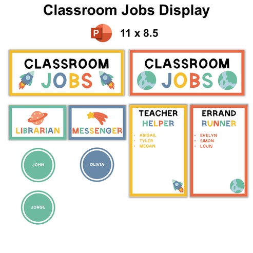 Classroom Jobs Display - Space | Editable – kjunstudio