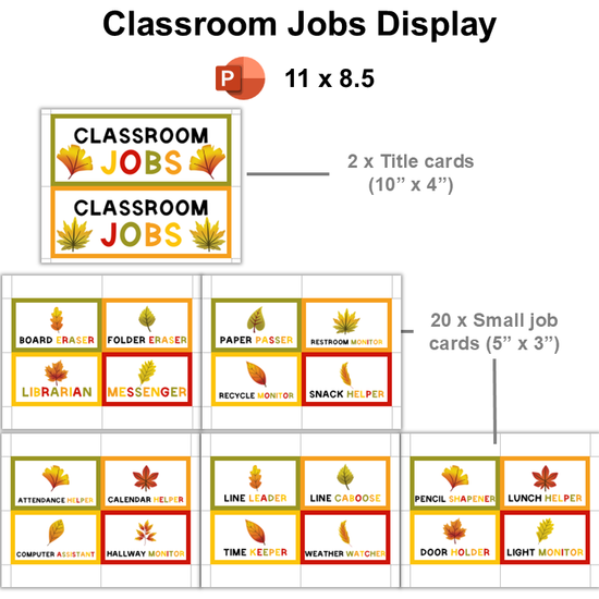 Classroom Jobs Display - Autumn Leaves | Editable – kjunstudio
